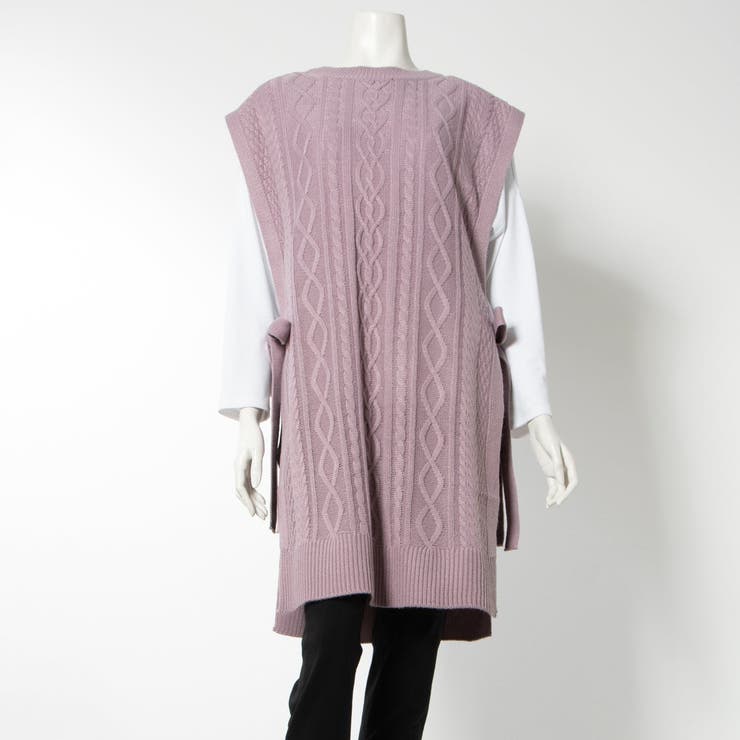 【FINE】【MAO WAO】サイドリボンクルーネックニットベストチュニック[品番：FINW0004041]｜FINE （ファイン）のレディースファッション通販｜SHOPLIST（ショップリスト）