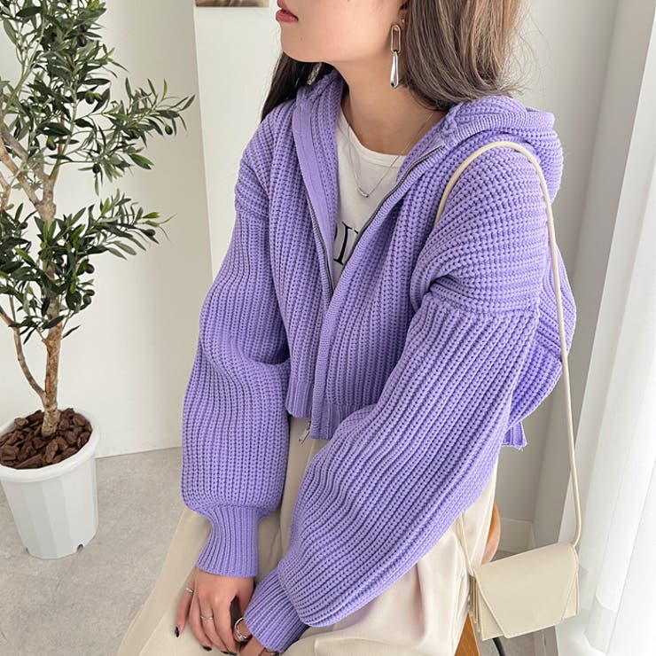 ショート丈ニットパーカー[品番：GERW0010545]｜GeeRA（ジーラ）のレディースファッション通販｜SHOPLIST（ショップリスト）