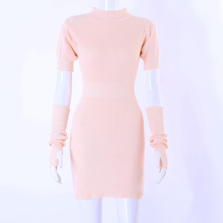 アームカバー付 サマーニットミニワンピース 10043[品番：XB000010387]｜G&L Style（ジーアンドエルスタイル）の ...