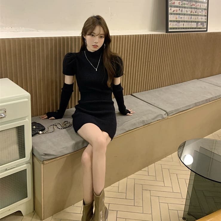 アームカバー付 サマーニットミニワンピース 10043[品番：XB000010387]｜G&L Style（ジーアンドエルスタイル）の ...