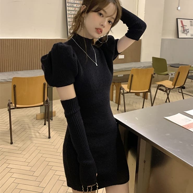 アームカバー付 サマーニットミニワンピース 10043[品番：XB000010387]｜G&L Style（ジーアンドエルスタイル）の ...