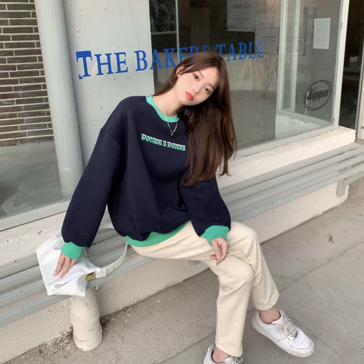 ロゴプリントバイカラー裏起毛トレーナー 9796[品番：XB000010112]｜G&L Style（ジーアンドエルスタイル）のレディース ...