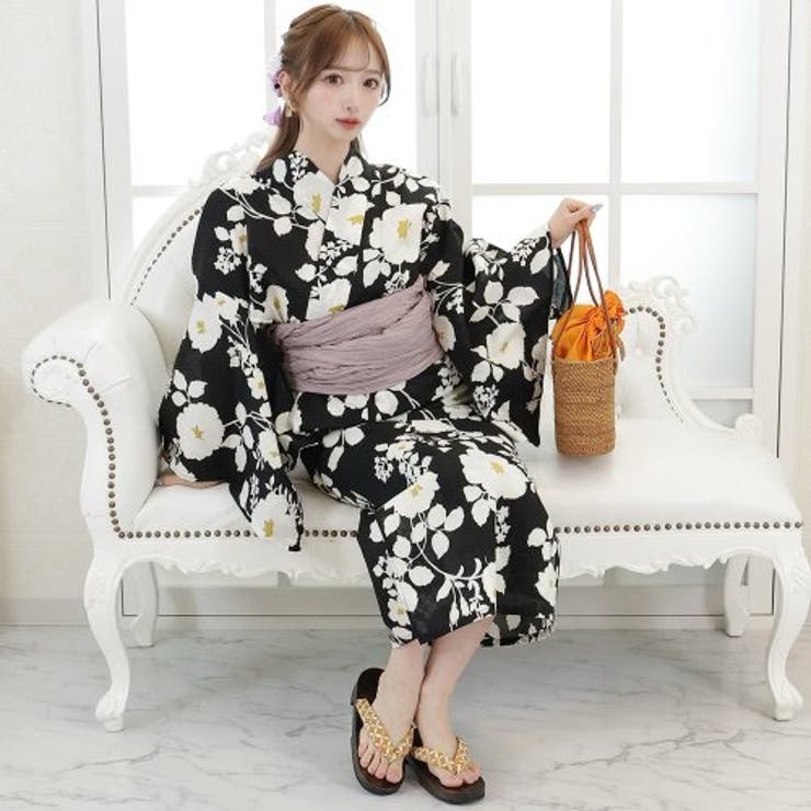 色のコントラストが凛としたおもむきのある夏椿浴衣3点セット(YUKATA)[品番：GXAW0003225]｜GRAXIA（グラシア）のレディースファッション通販｜SHOPLIST（ショップリスト）