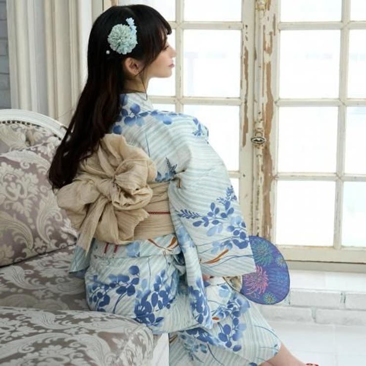 みずあさぎに金色トンボの浴衣3点セット(YUKATA)[品番：GXAW0004118