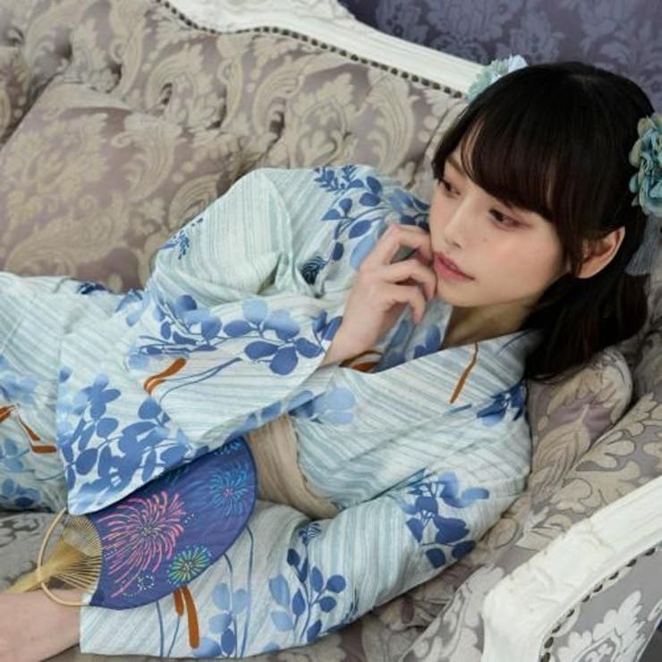 みずあさぎに金色トンボの浴衣3点セット(YUKATA)[品番：GXAW0004118