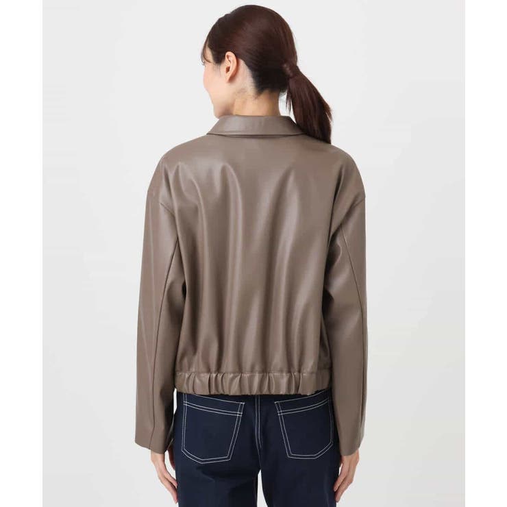 ステンカラーフェイクレザーブルゾン/洗える[品番：ITKW0022650]｜MK