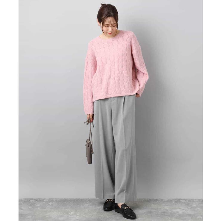 ツイード調両面起毛ワイドパンツ/洗える[品番：ITKW0023031]｜MK