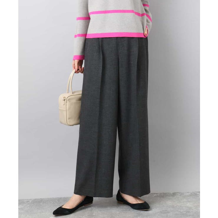 ツイード調両面起毛ワイドパンツ/洗える[品番：ITKW0023031]｜MK