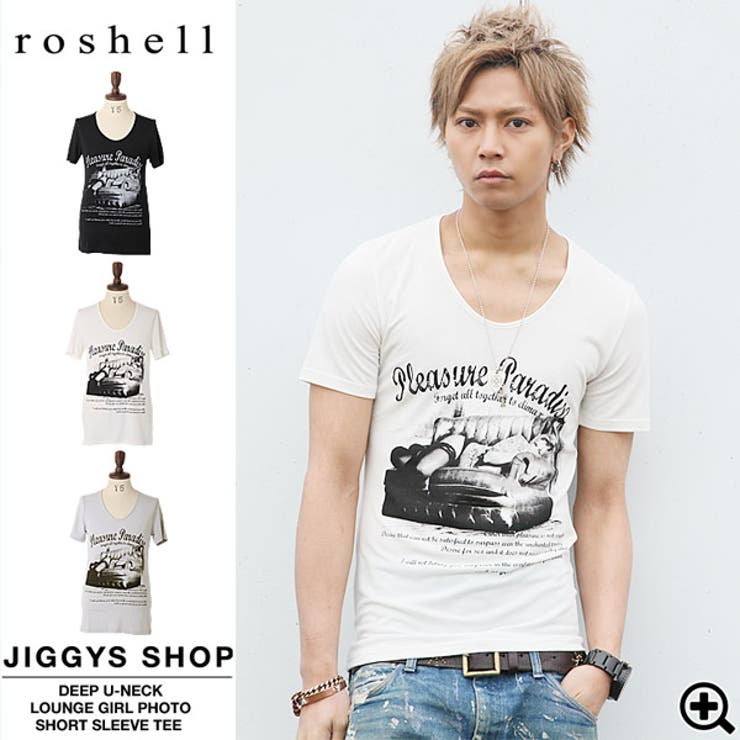 Roshell ディープUネックラウンジガールフォトTシャツ お兄系 Men[品番：JG000005268]｜JIGGYS SHOP（ジギーズショップ）のメンズファッション通販 ...