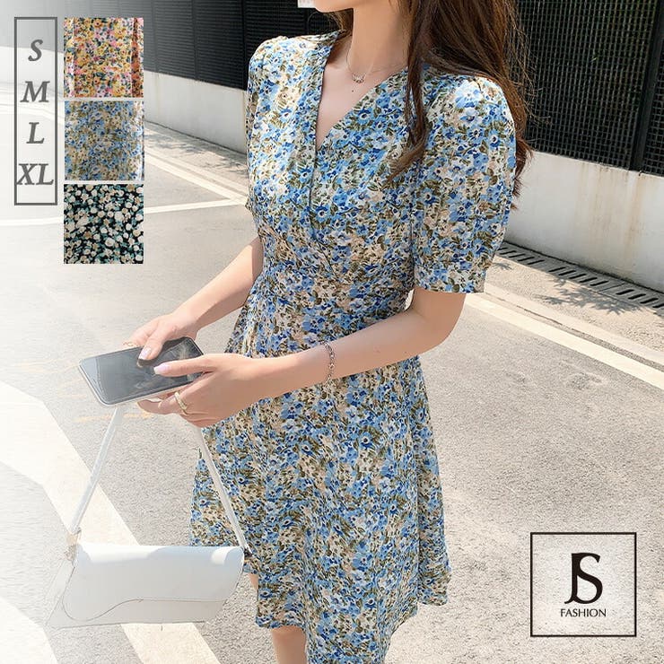 花柄ワンピース 全3色 Aラインミニワンピース[品番:JSFW0009609 花柄ワンピース 全3色 Aラインミニワンピース[品番:JSFW0009609
