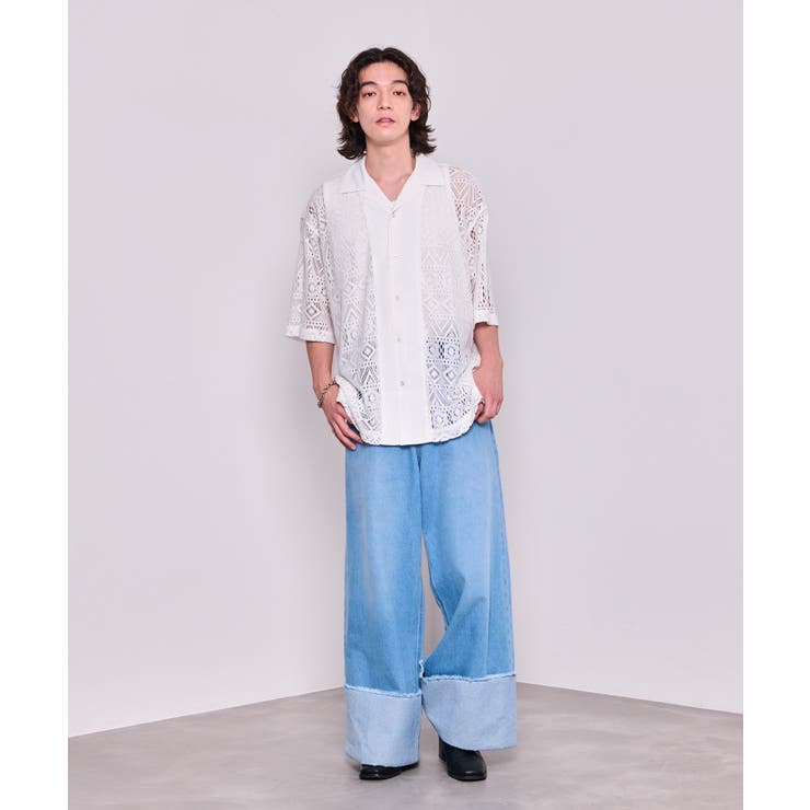 ロールアップマキシワイドデニムパンツ[品番:JRDM0044430 ロールアップマキシワイドデニムパンツ[品番:JRDM0044430