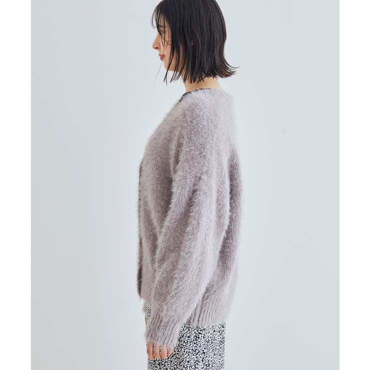 WEB限定】【前後2WAY】ふわふわシャギーVネックカーディガン WEB限定】【前後2WAY】ふわふわシャギーVネックカーディガン