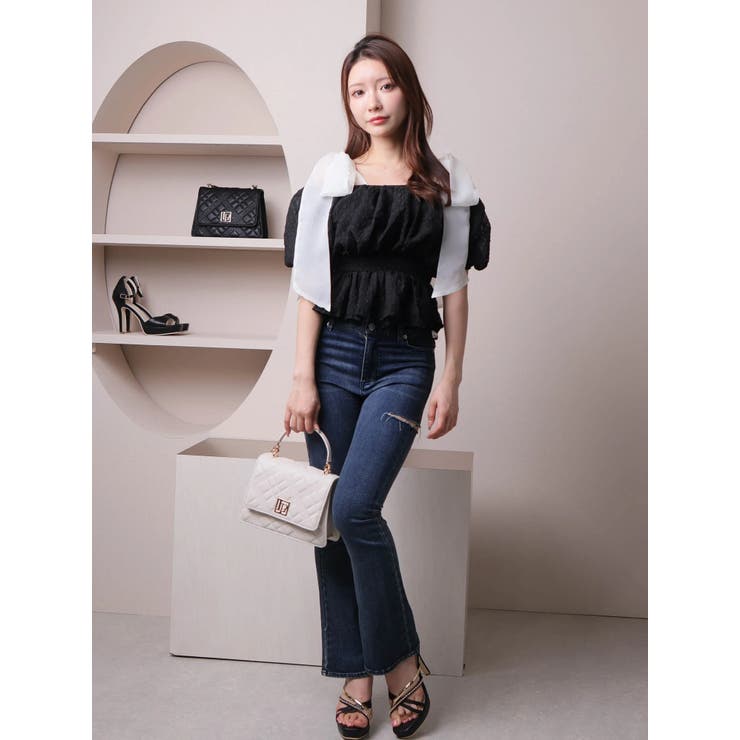 ショルダーリボンオフショルトップス[品番:LINW0002392 ショルダーリボンオフショルトップス[品番:LINW0002392