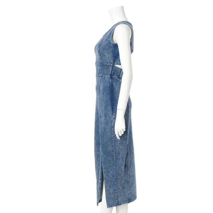 バックオープンカットデニムワンピース[品番:LINW0002404 バックオープンカットデニムワンピース[品番:LINW0002404
