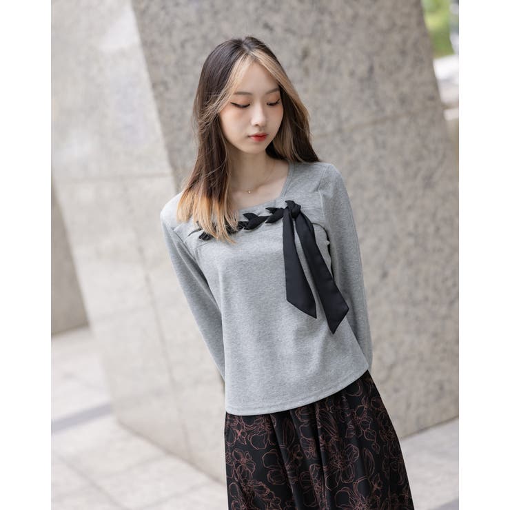 胸元リボンのプルオーバー[品番：LVLW0000333]｜Frenchic（フレンチック）のレディースファッション通販｜SHOPLIST ...