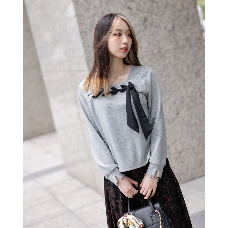 胸元リボンのプルオーバー[品番：LVLW0000333]｜Frenchic（フレンチック）のレディースファッション通販｜SHOPLIST ...