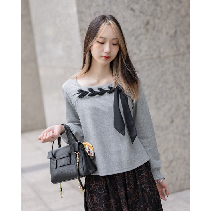 胸元リボンのプルオーバー[品番：LVLW0000333]｜Frenchic（フレンチック）のレディースファッション通販｜SHOPLIST ...