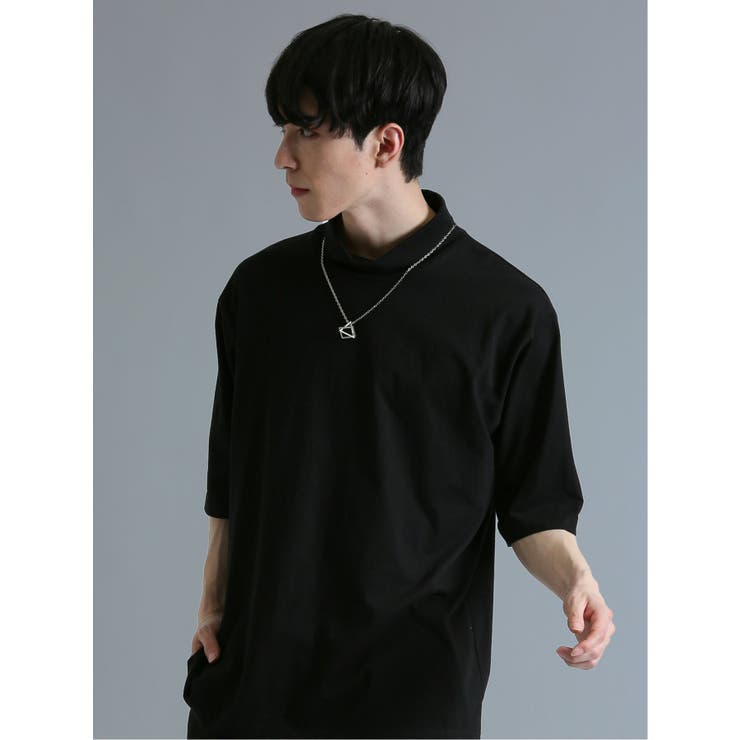 ネックレス付き タートル半袖ルーズTシャツ[品番:TKQJ0018778 ネックレス付き タートル半袖ルーズTシャツ[品番:TKQJ0018778