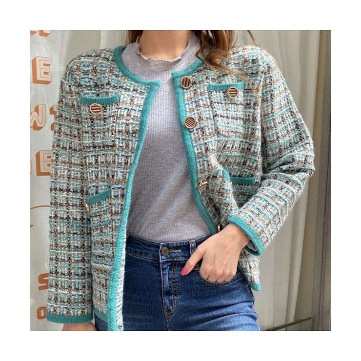 コーデに上品さをプラスする格子縞パターンジャケット 韓国 夏[品番：MSDL0002531]｜maison de LATIR（メゾンドラ ...