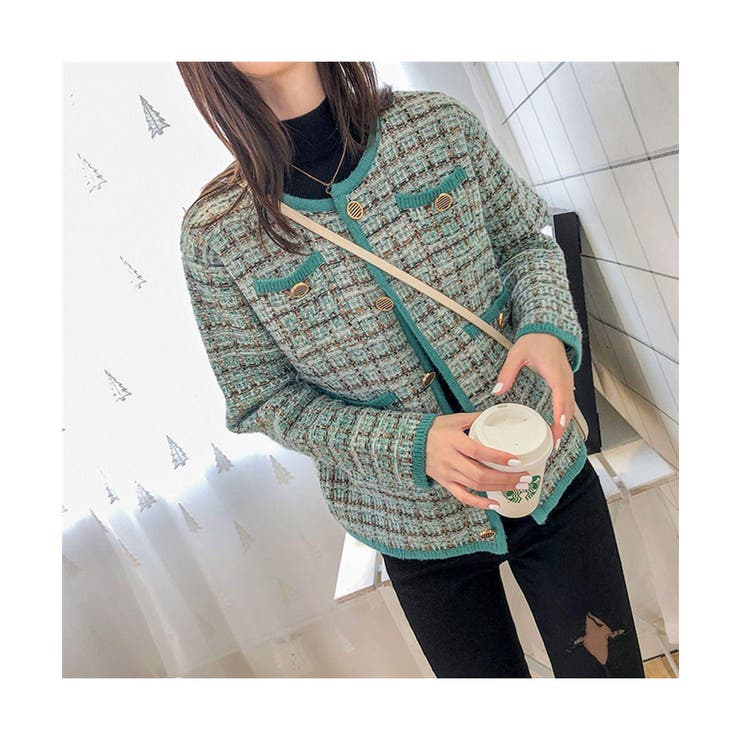 コーデに上品さをプラスする格子縞パターンジャケット 韓国 夏[品番：MSDL0002531]｜maison de LATIR（メゾンドラ ...