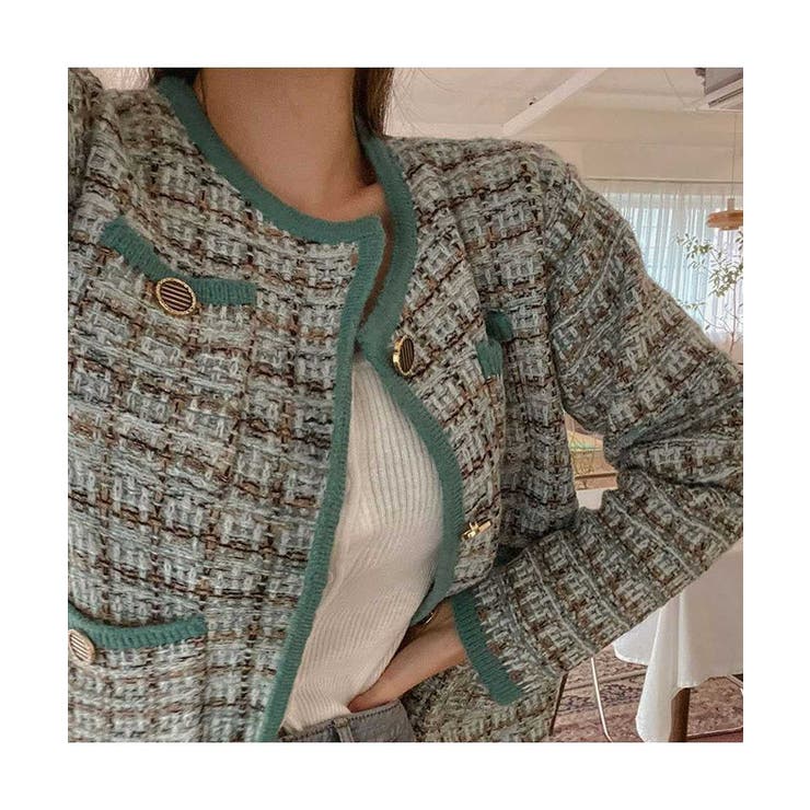 コーデに上品さをプラスする格子縞パターンジャケット 韓国 夏[品番：MSDL0002531]｜maison de LATIR（メゾンドラ ...