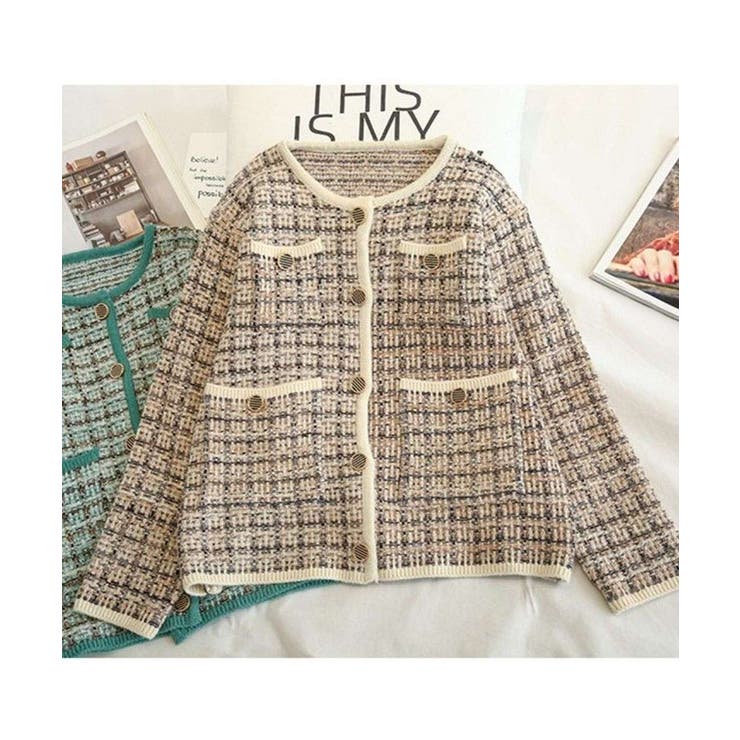 コーデに上品さをプラスする格子縞パターンジャケット 韓国 夏[品番：MSDL0002531]｜maison de LATIR（メゾンドラ ...