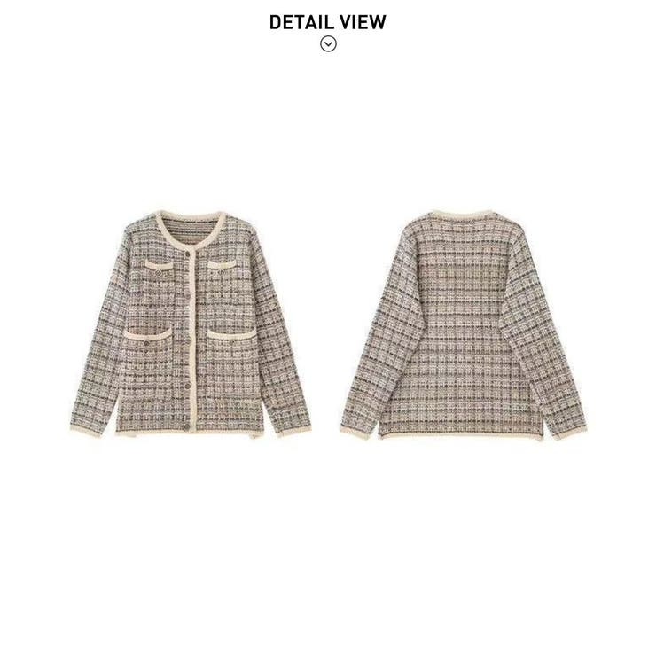 コーデに上品さをプラスする格子縞パターンジャケット 韓国 春[品番：MSDL0002531]｜maison de LATIR（メゾンドラ ...