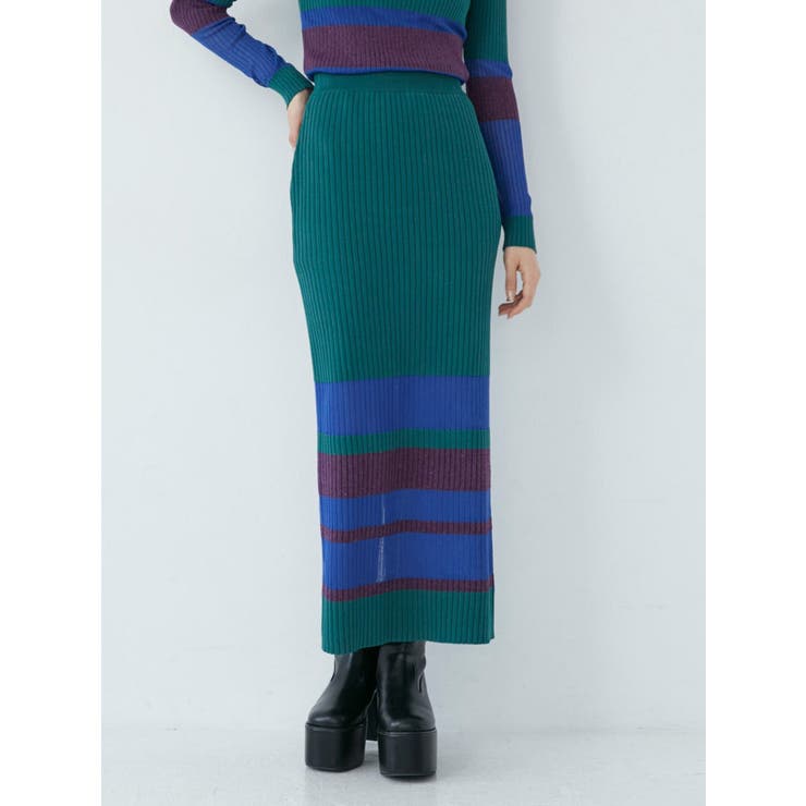 シアーブロッキングニットスカート[品番：MKSW0053893]｜MURUA（ムルーア）のレディースファッション通販｜SHOPLIST（ショップリスト）