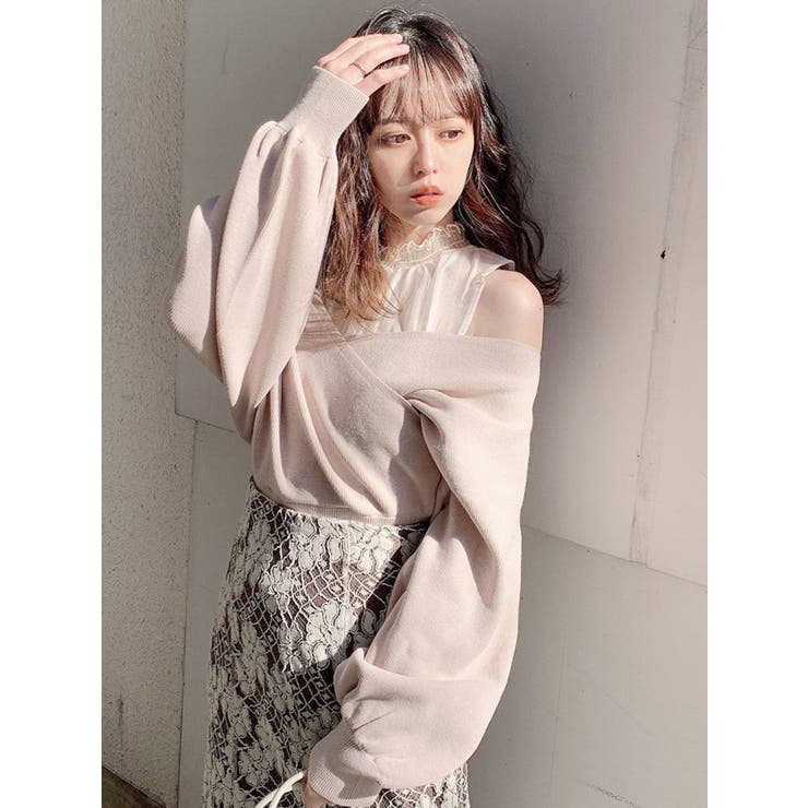 チュールレイヤードカシュクールニットⅡ[品番:MKSW0043608 チュールレイヤードカシュクールニットⅡ[品番:MKSW0043608