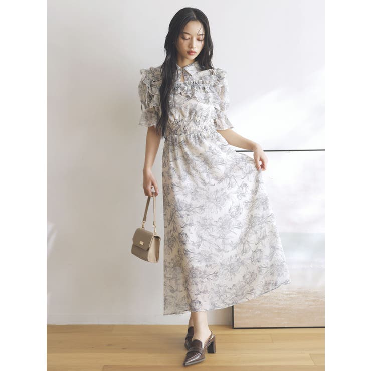 2WAYショルダーフラワーラッフルワンピース[品番:MKSW0062400 2WAYショルダーフラワーラッフルワンピース[品番:MKSW0062400