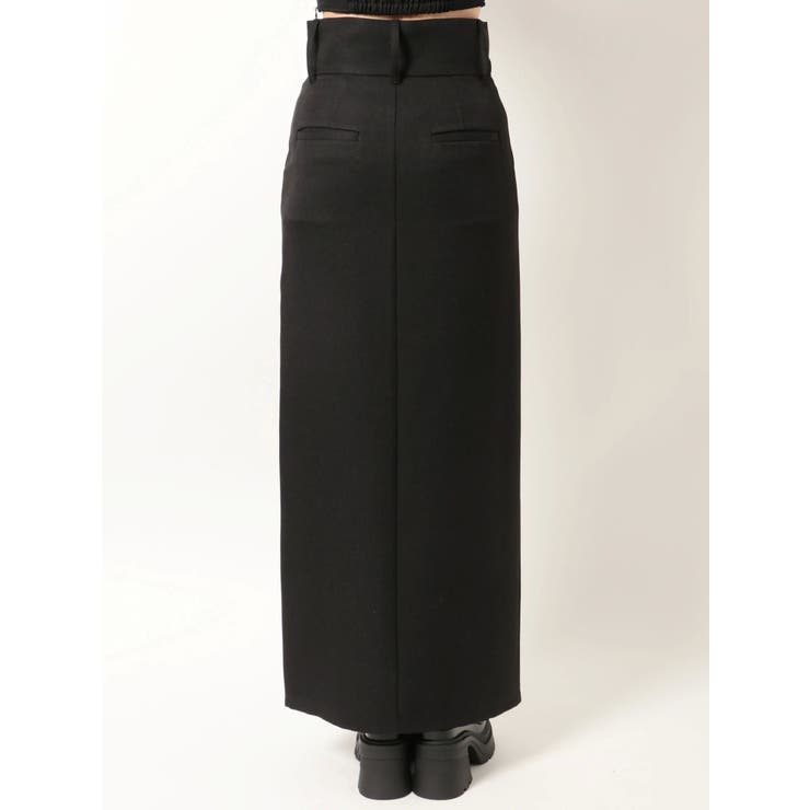 Amazon.co.jp: [エモダ] ジップマキシリブスカート スカート 黒 秋冬