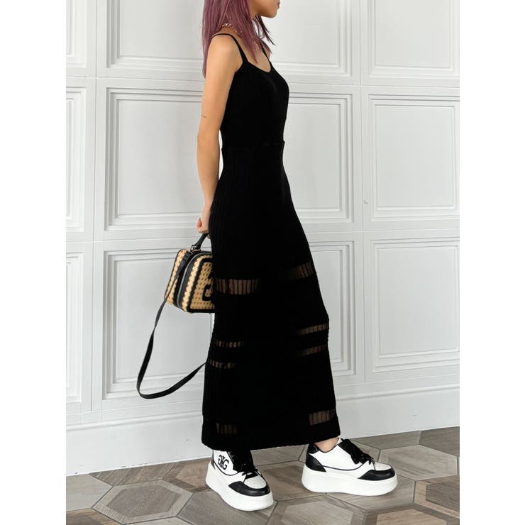 TINY】シースルーニットロングワンピース[品番:MKSW0059071 TINY】シースルーニットロングワンピース[品番:MKSW0059071