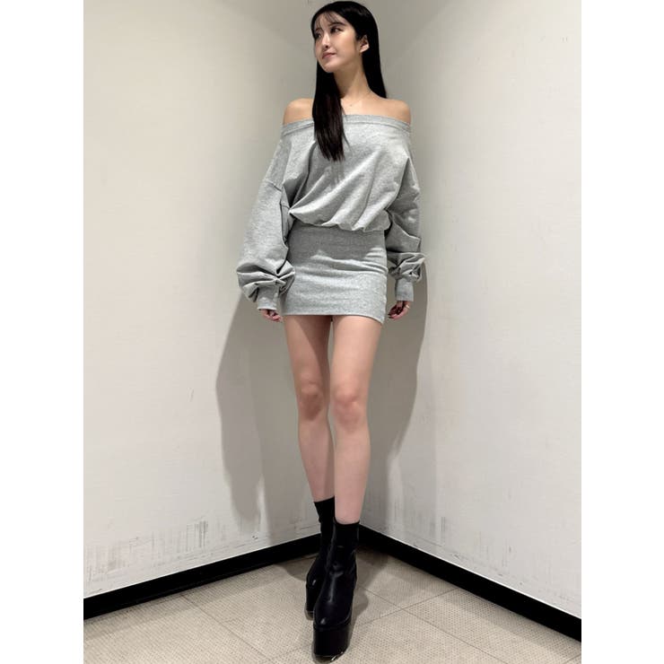GDドッキングオフショルスウェットワンピース[品番:MKSW0062473 GDドッキングオフショルスウェットワンピース[品番:MKSW0062473