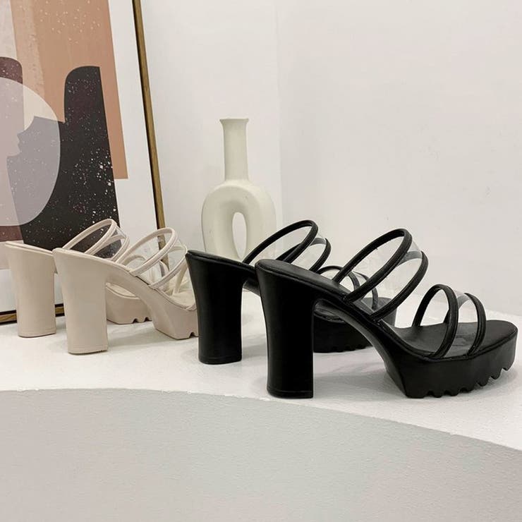 ヒールサンダル チャンキーヒール 美脚[品番:II000007038 ヒールサンダル チャンキーヒール 美脚[品番:II000007038