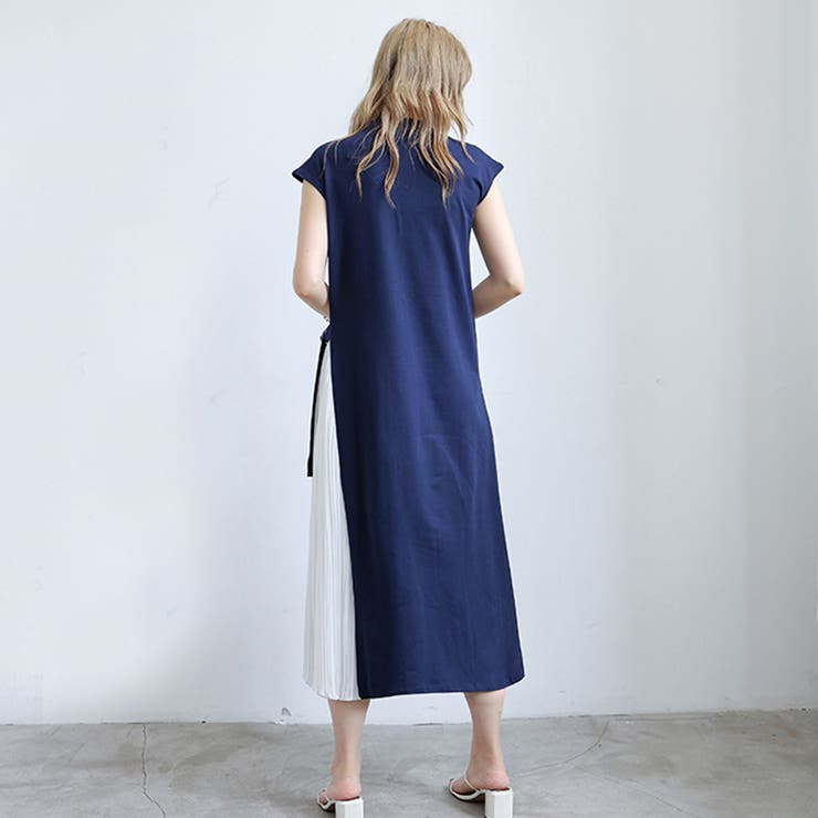 ワンピース サイドプリーツ ロング 夏[品番:II000008277 ワンピース サイドプリーツ ロング 夏[品番:II000008277