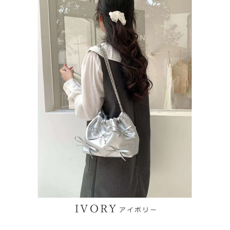 リボンポイントデザイン チェーンショルダー ミニバッグ 可愛い リボンポイントデザイン チェーンショルダー ミニバッグ 可愛い