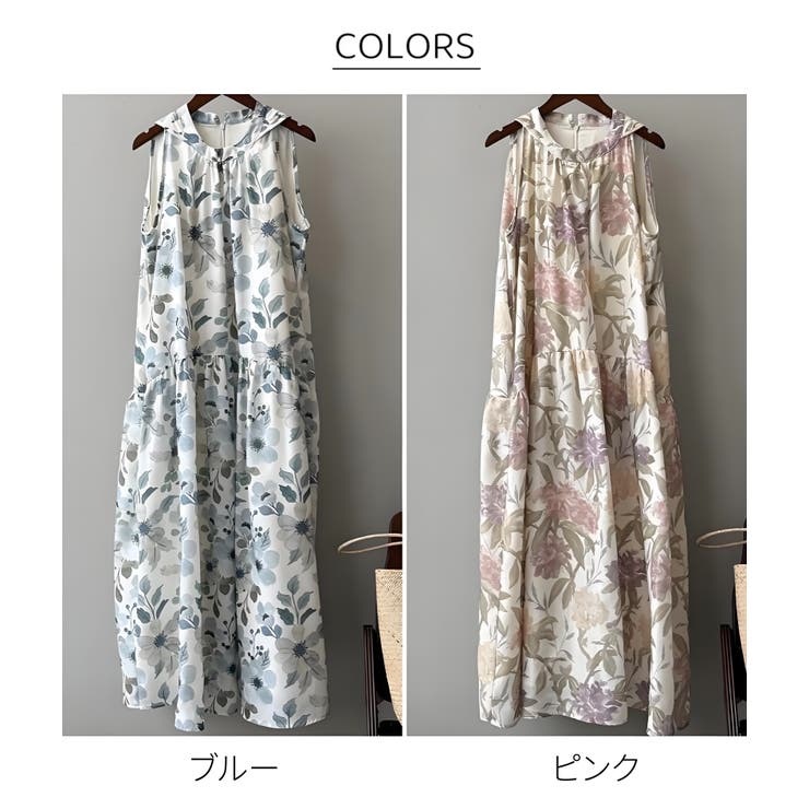 ノースリーブ キャミソールワンピース 花柄[品番:NWGW0001701 ノースリーブ キャミソールワンピース 花柄[品番:NWGW0001701