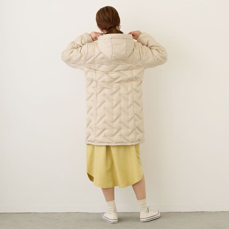 エンボス加工 シームレスダウン ロングコート/タフタ[品番 エンボス加工 シームレスダウン ロングコート/タフタ[品番