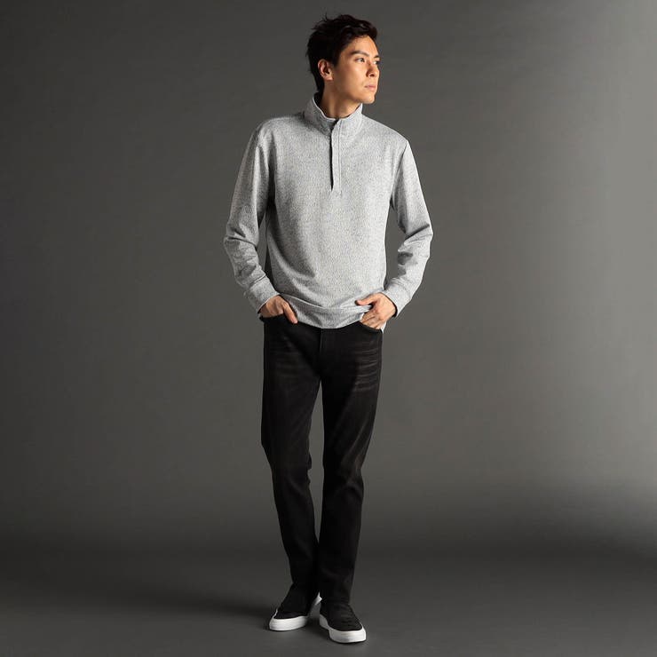 メランジダブルフェイス スタンドジッププルオーバー [ムッシュニコル