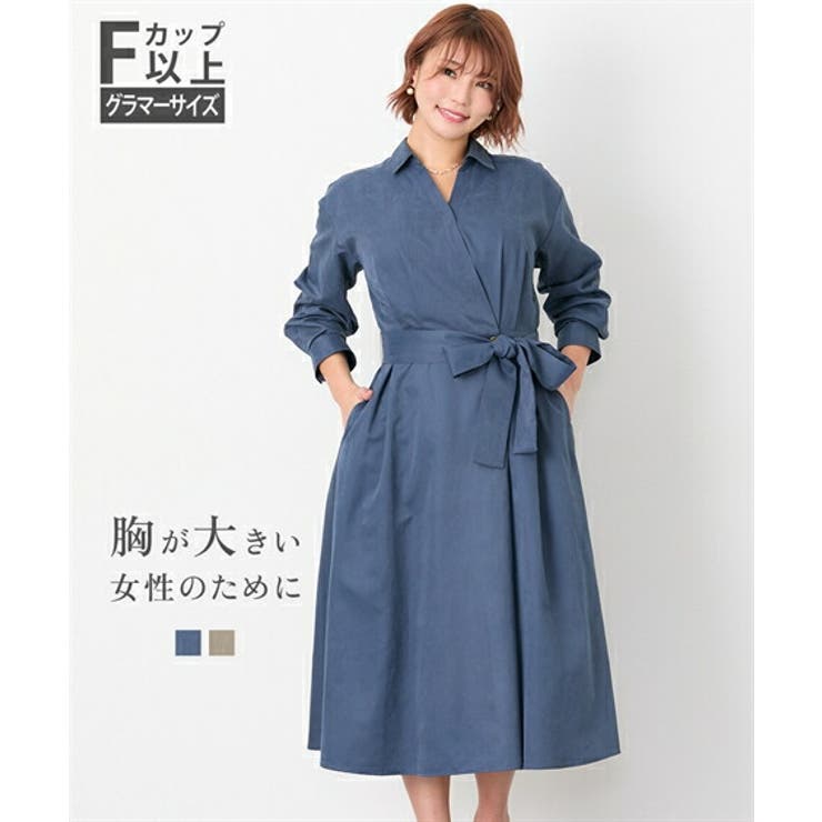 ワンピース ひざ丈 レディース 大きい胸専用 刺繍ラメチュール