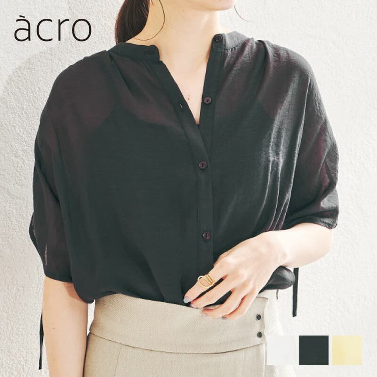 バンドカラーシースルードロストブラウス/AC1387 acro アクロ[品番：ORTS0003817]｜ORiental TRaffic ...