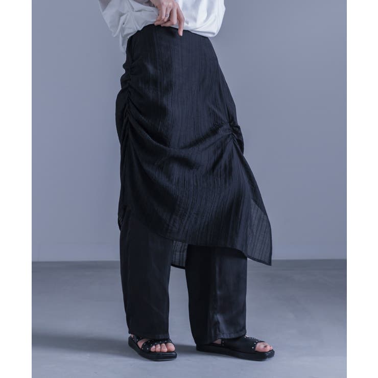 kOhAKUシアーギャザースカート付きサテンパンツ[品番 kOhAKUシアーギャザースカート付きサテンパンツ[品番