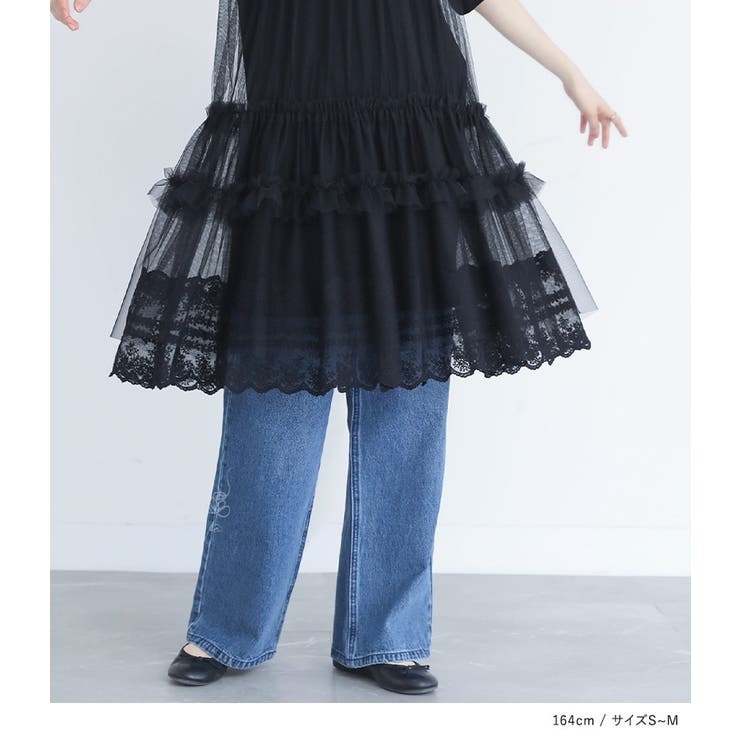 somari imagination花柄モチーフストレートデニムパンツ [品番 somari imagination花柄モチーフストレートデニムパンツ [品番