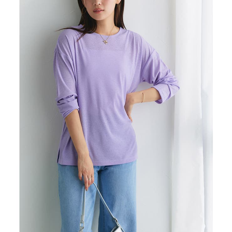 シアーロングスリーブTシャツ ロンT 春服[品番:PRTW0004699 シアーロングスリーブTシャツ ロンT 春服[品番:PRTW0004699