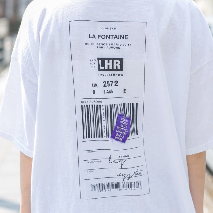 コットン 左胸&BACKバーコードプリント入り BIGロングTシャツ コットン 左胸&BACKバーコードプリント入り BIGロングTシャツ