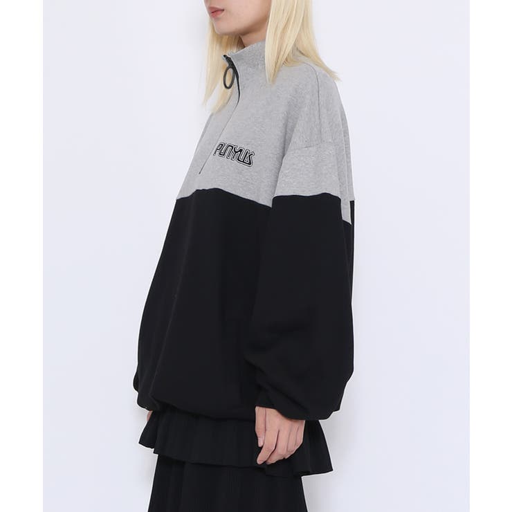 ハーフZIPバイカラースウェット[品番：PNYW0004476]｜PUNYUS （プニュズ）のレディースファッション通販｜SHOPLIST（ショップリスト）