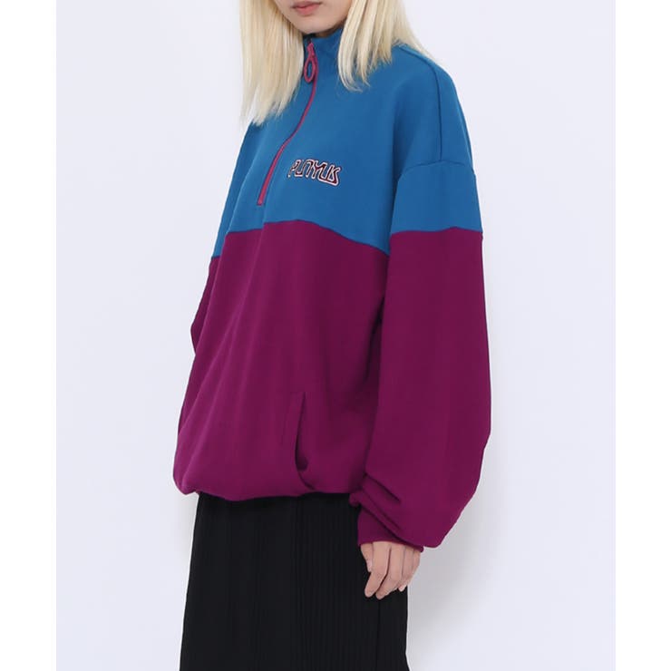 ハーフZIPバイカラースウェット[品番：PNYW0004476]｜PUNYUS （プニュズ）のレディースファッション通販｜SHOPLIST（ショップリスト）