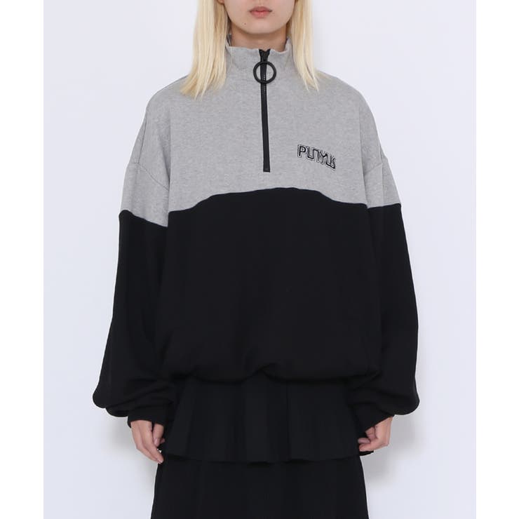 ハーフZIPバイカラースウェット[品番：PNYW0004476]｜PUNYUS （プニュズ）のレディースファッション通販｜SHOPLIST（ショップリスト）