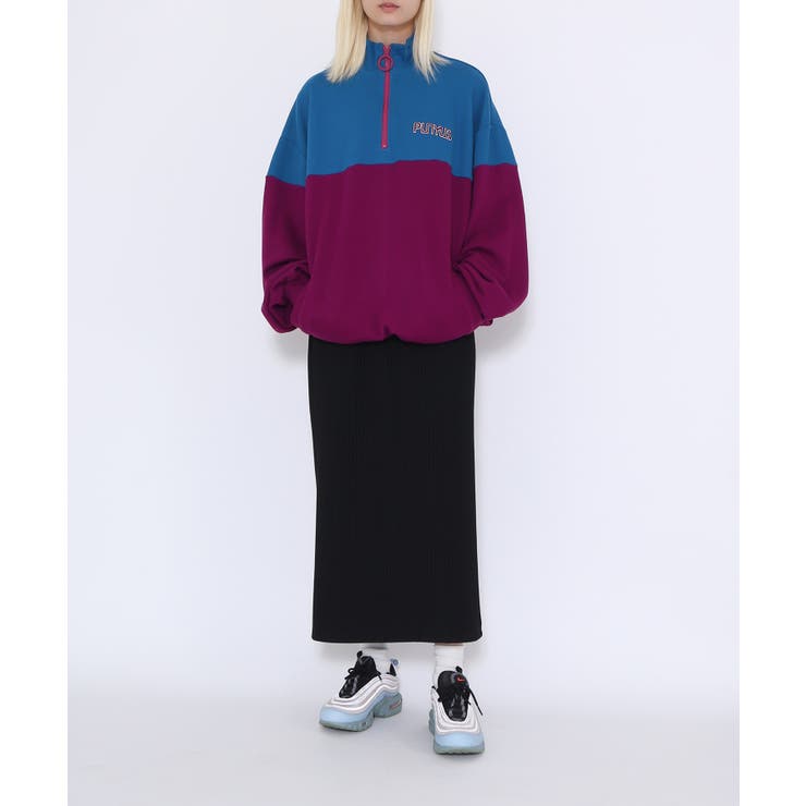 ハーフZIPバイカラースウェット[品番：PNYW0004476]｜PUNYUS （プニュズ）のレディースファッション通販｜SHOPLIST（ショップリスト）