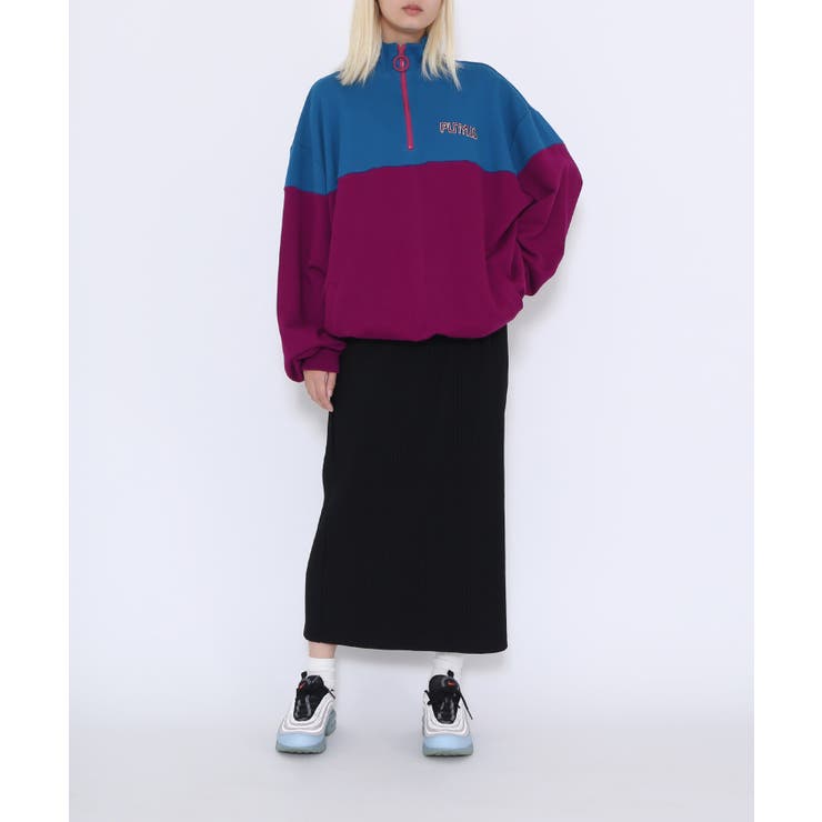 ハーフZIPバイカラースウェット[品番：PNYW0004476]｜PUNYUS （プニュズ）のレディースファッション通販｜SHOPLIST（ショップリスト）